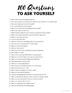 100 Questions to Ask Yourself for Self Growth (Free Printable)